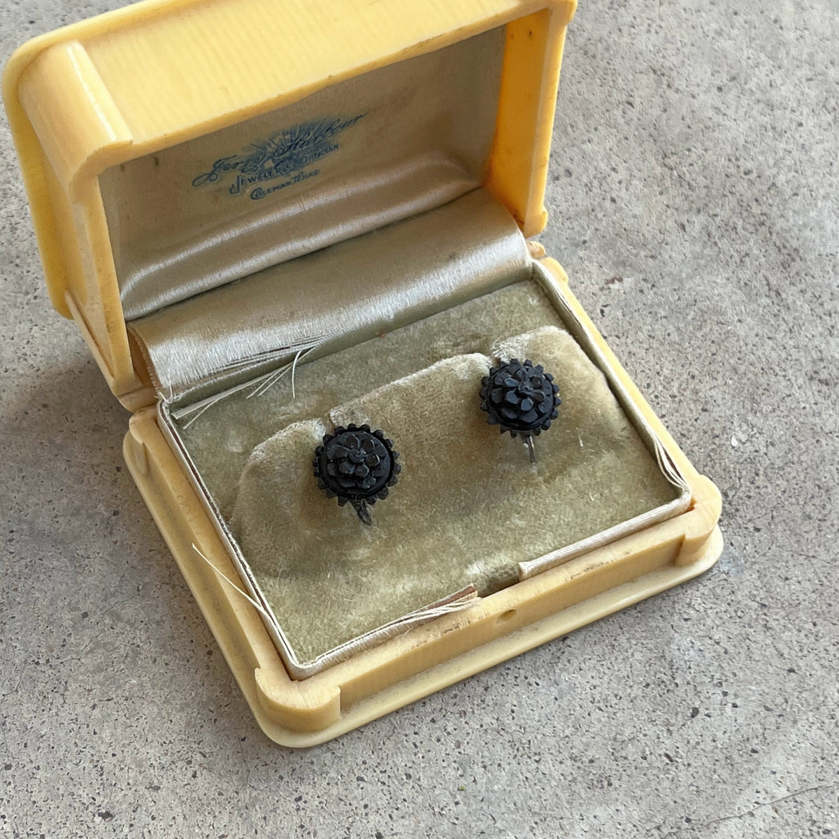 Late 19th c. Carved Jet Forget Me Not Earrings – Witchy Vintage